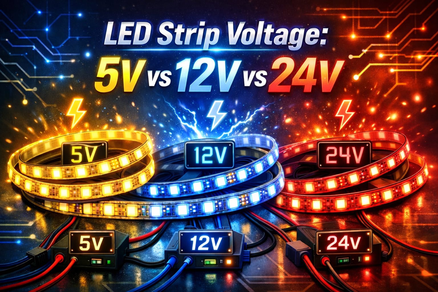 5V vs 12V vs 24V LED Strips: Best Voltage by Run Length
